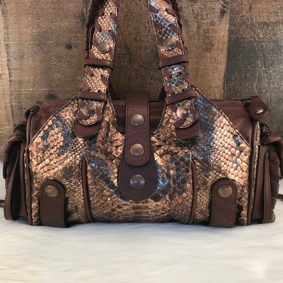 Chloe | Bags | Chloe Silverado Python Leather Copper Satchel | Poshmark